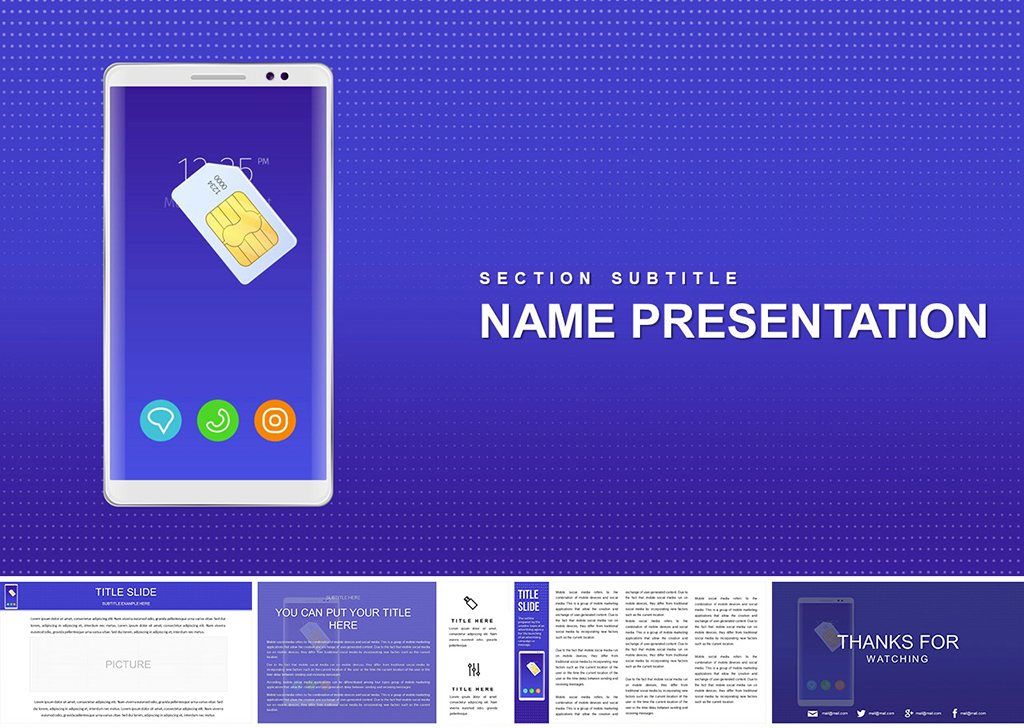 Sim Card Smartphone PowerPoint Template for Tech