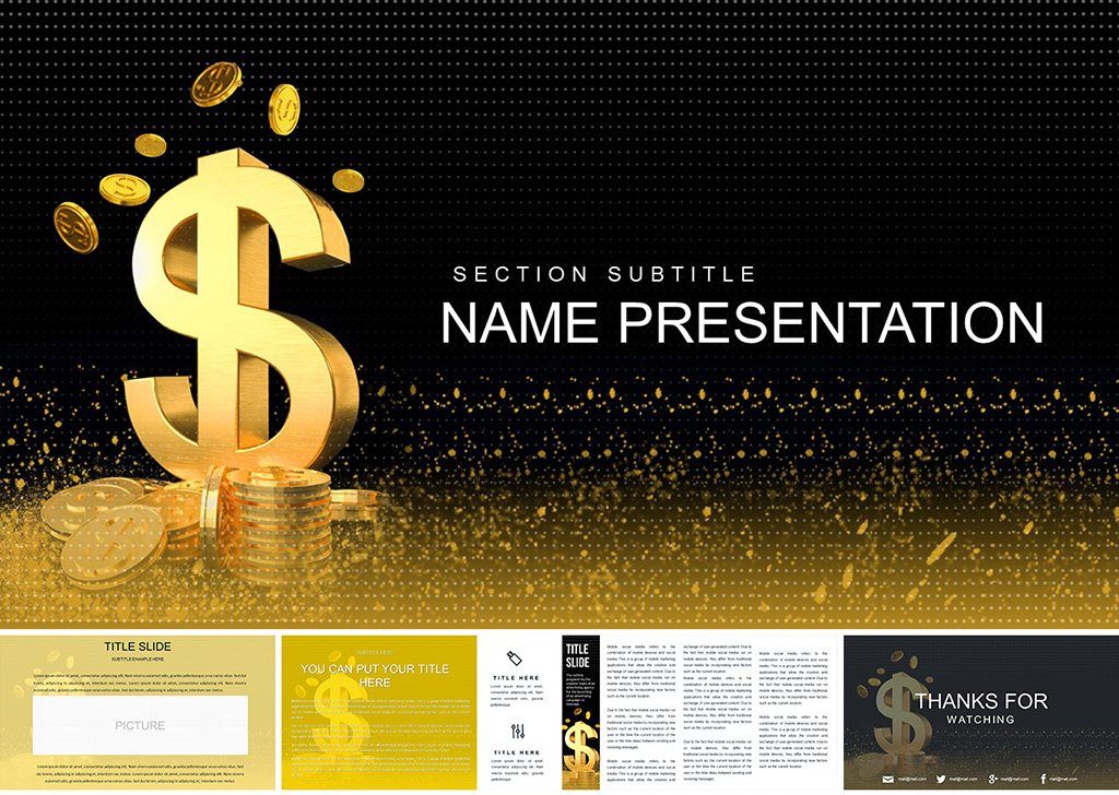 Dollar and Gold Relationship PowerPoint template