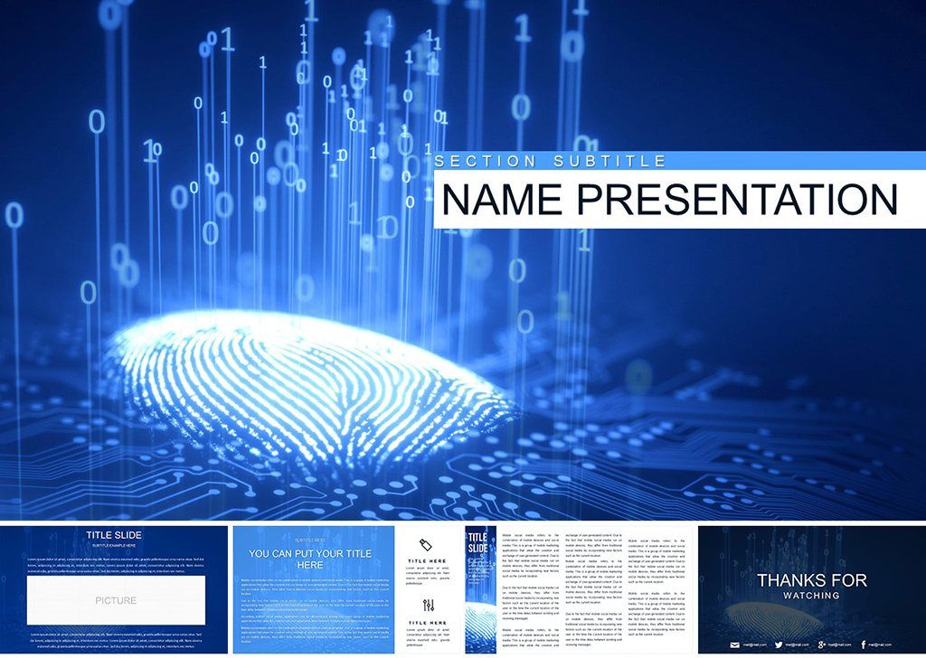 Fingerprint Security and Biometric Authentication PowerPoint template