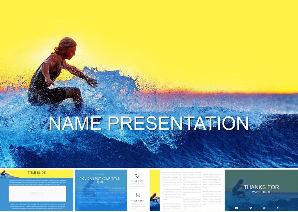 Surfing Features PowerPoint Template for Water Sports Enthusiasts