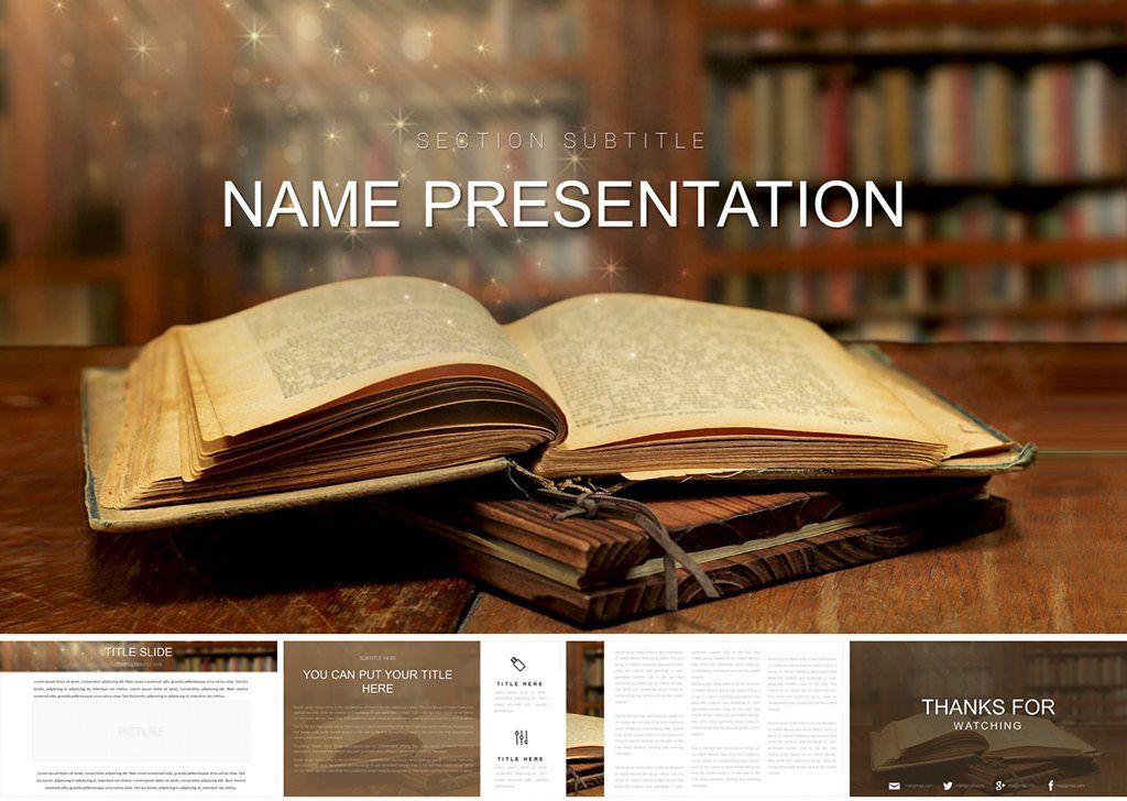 Classic books PowerPoint template for presentation