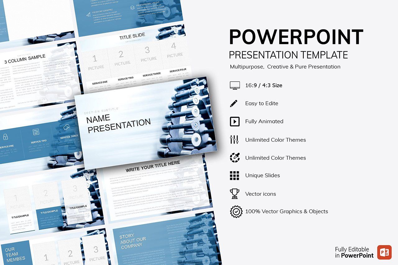 Powerblock Dumbbells PowerPoint Presentation Template - Download Now