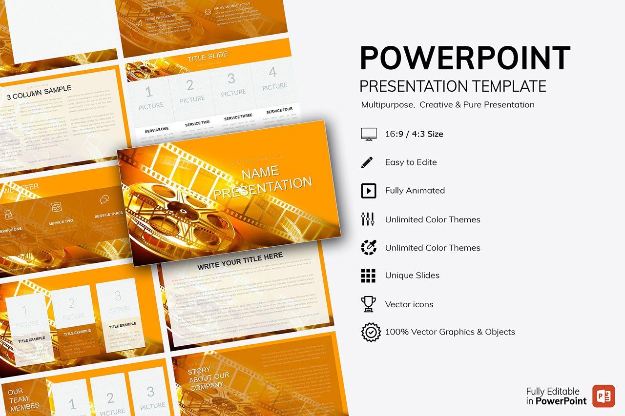 Movies Playing PowerPoint template