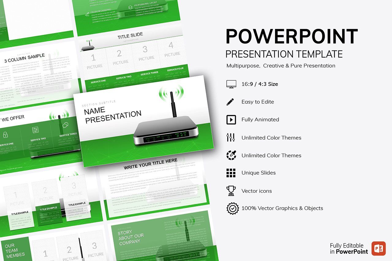 Wi-Fi Router PowerPoint: Tech Network Slides