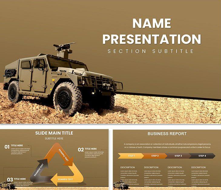 Dynamic Military Vehicle PowerPoint Template for Experts